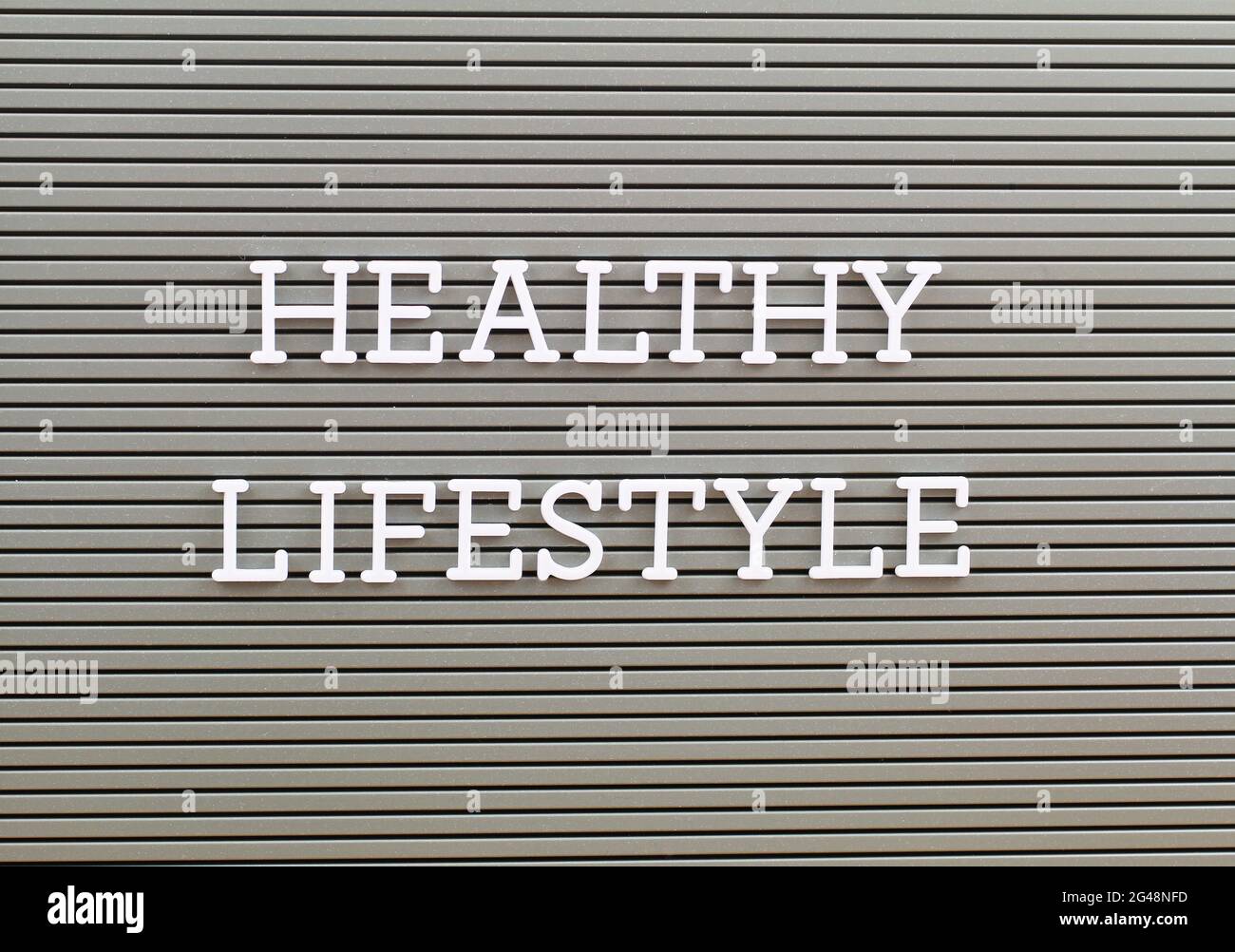 Healthy lifestyle written with plastic letters on grey board Stock ...