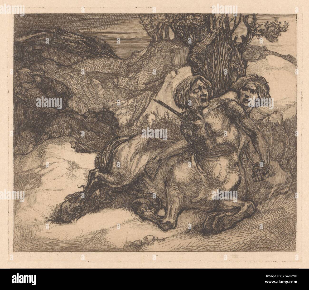 Wounded Centaur. A centaur, a being from Greek mythology with the head ...