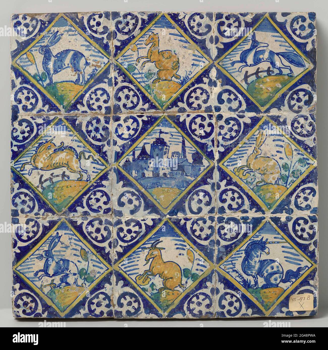 Field of nine tiles with animals. Field of nine tiles (3 x 3) each with ...
