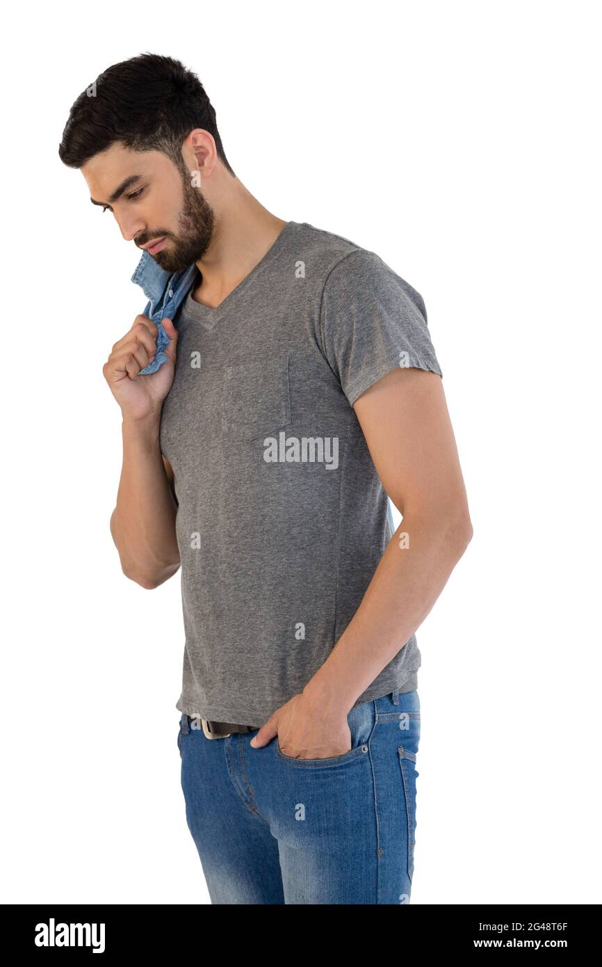 Man posing against white background Stock Photo - Alamy