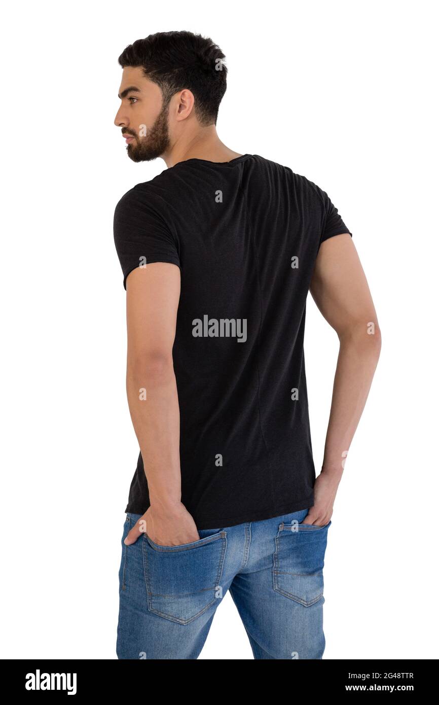 Handsome man posing against white background Stock Photo - Alamy