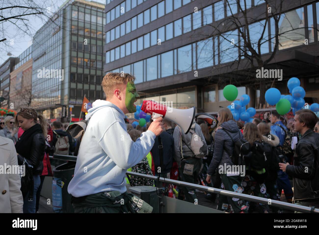 Thousands of students participate in mass festivities during Vappu, the ...