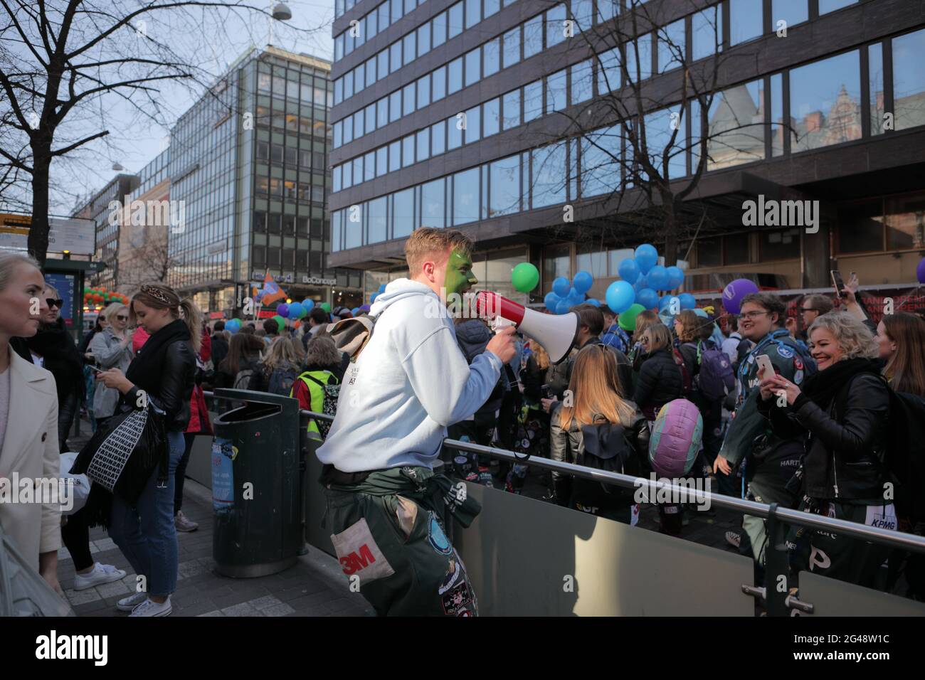 Thousands of students participate in mass festivities during Vappu, the ...
