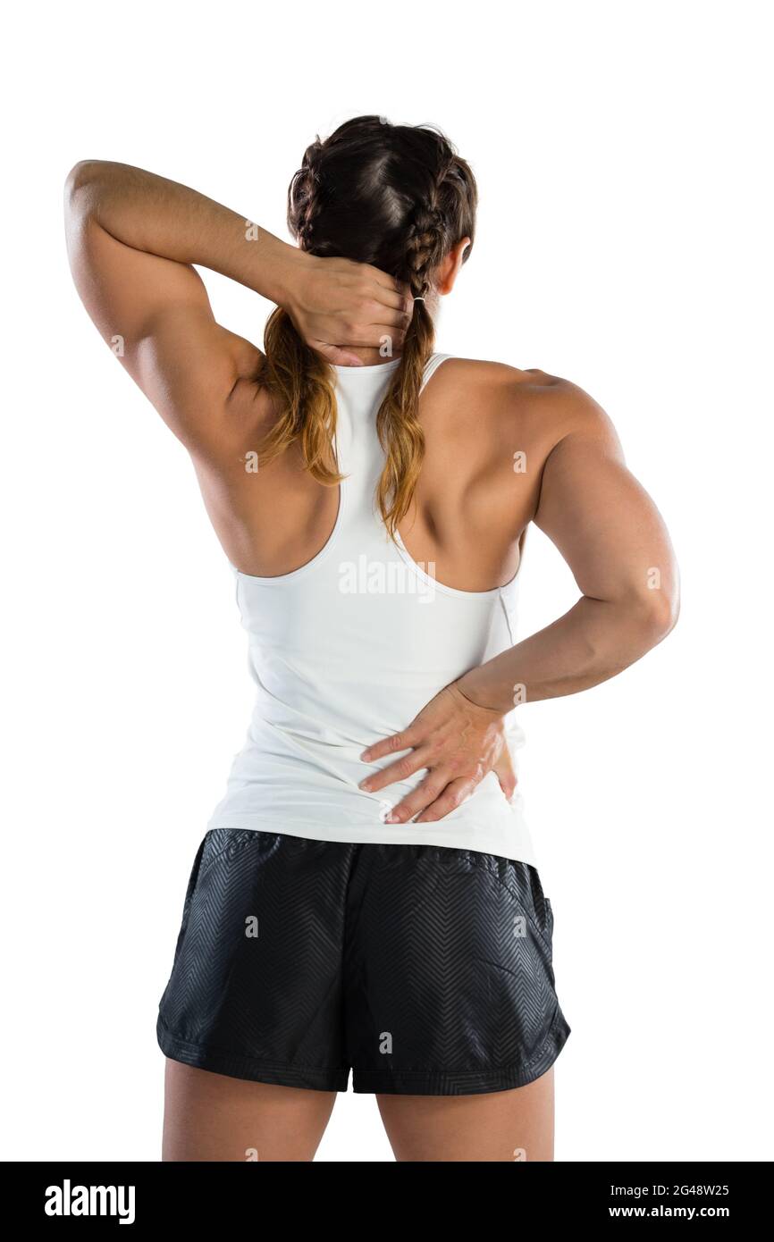 Fitness hands woman back Cut Out Stock Images & Pictures - Alamy