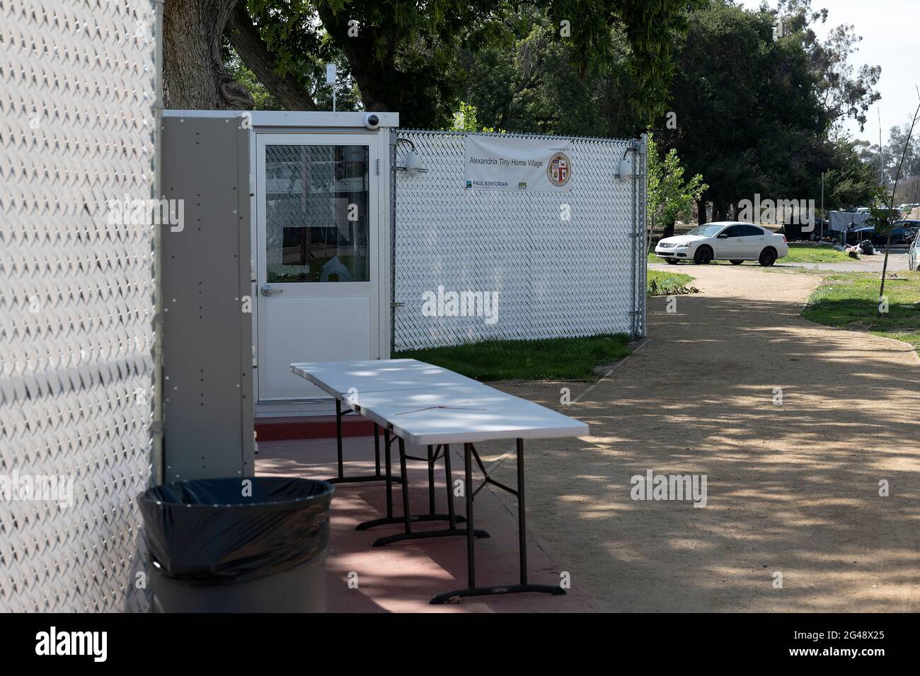 North Hollywood, CA USA - May 28, 2021: Security guard at Alexandria ... North Hollywood, CA USA - May 28, 2021: Security guard at Alexandria ...