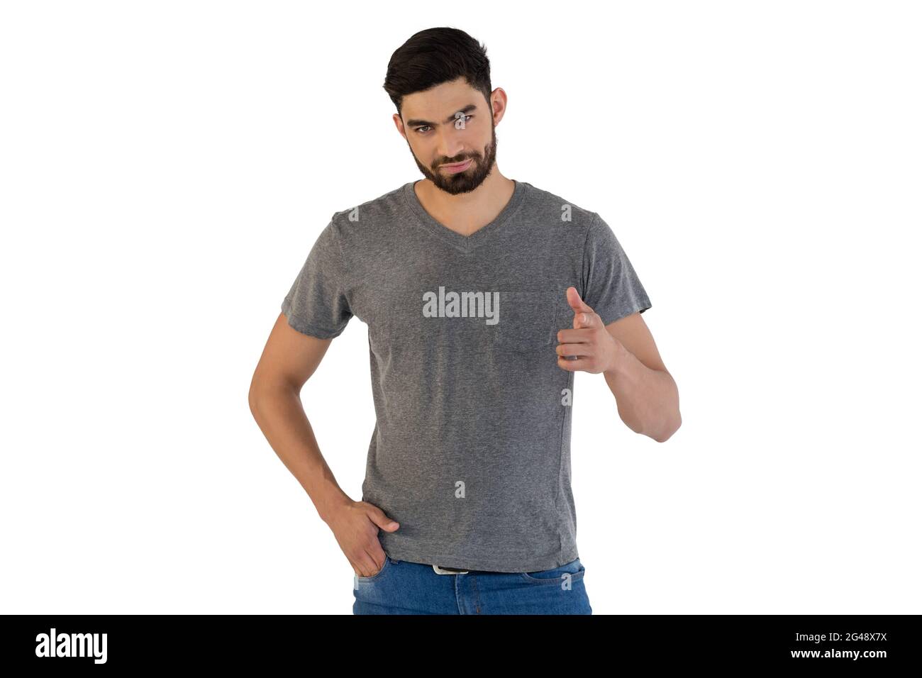 Handsome man posing against white background Stock Photo - Alamy