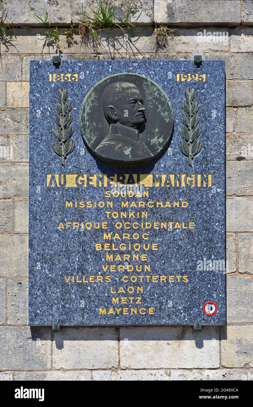 Commemorative plaque for French five-star general Charles Mangin (1866 ...