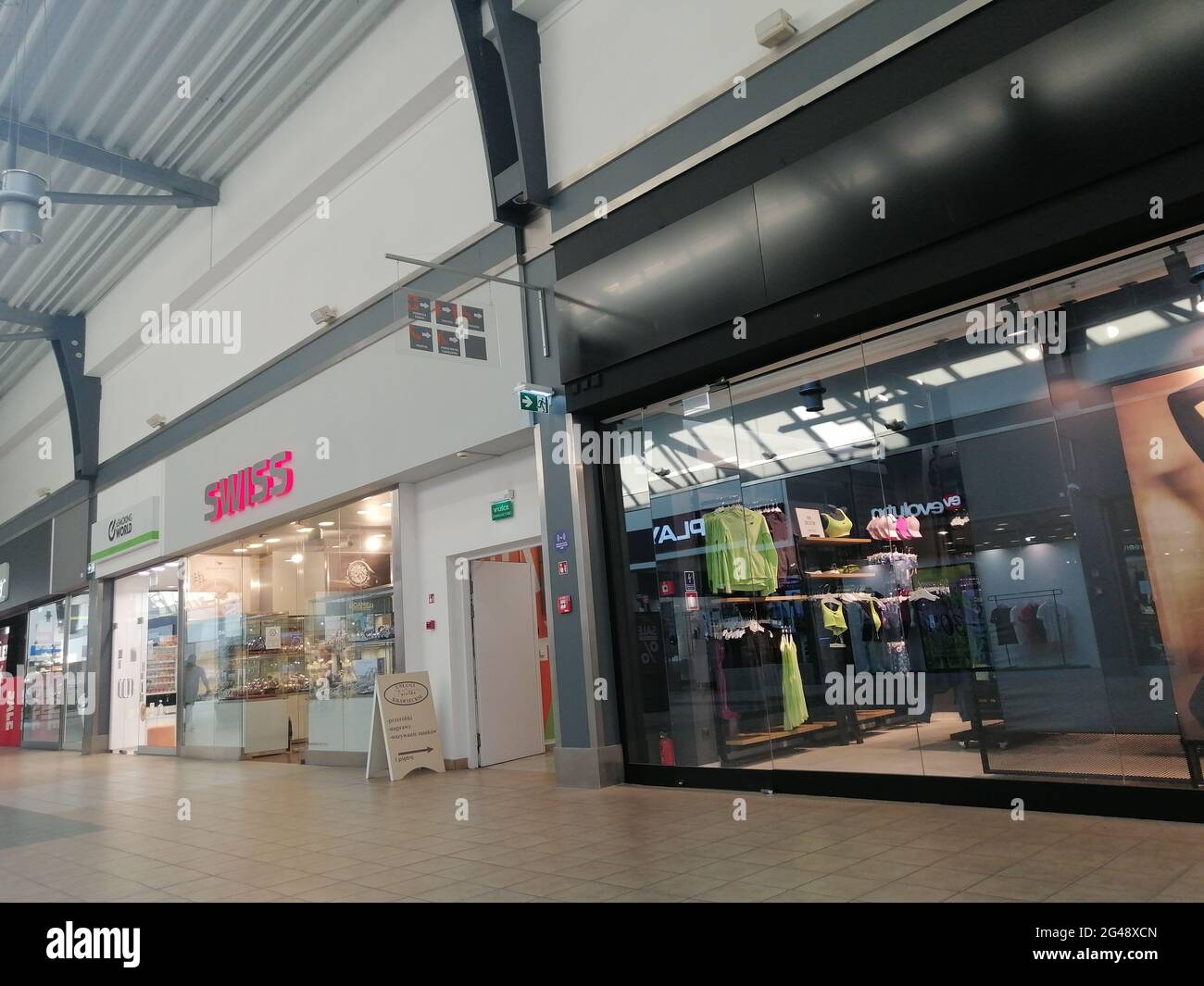 POZNAN, POLAND - Jun 17, 2021: M1 shopping mall interior with a Swiss ...