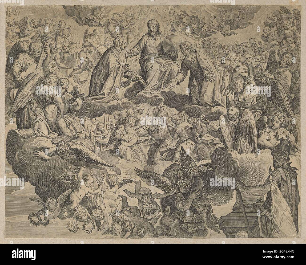 The martyrdom of the Saint Justina of Padua (upper half). God the ...