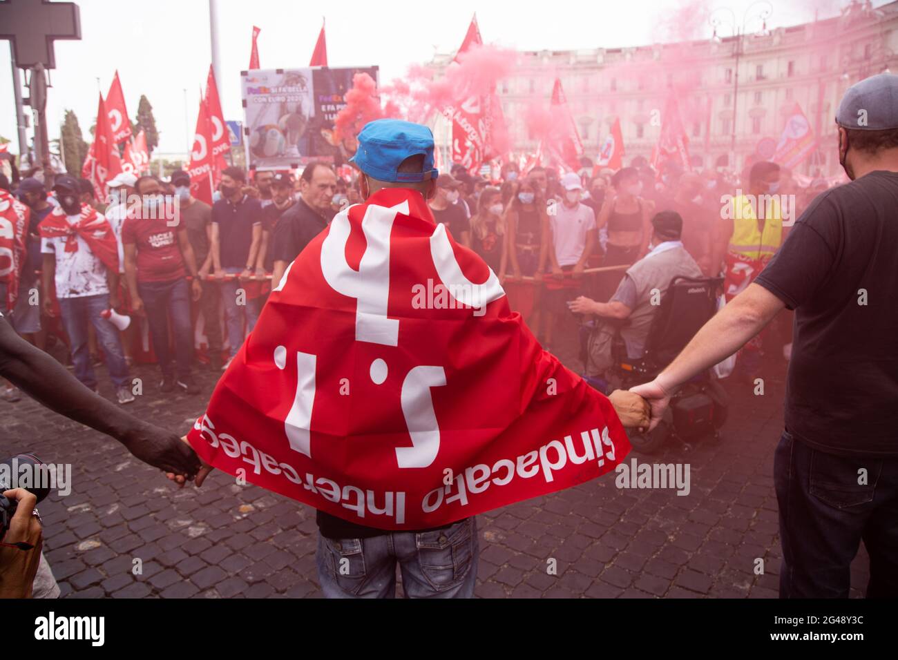 Rome, Italy. 19th June, 2021. National demonstration organized by SI ...