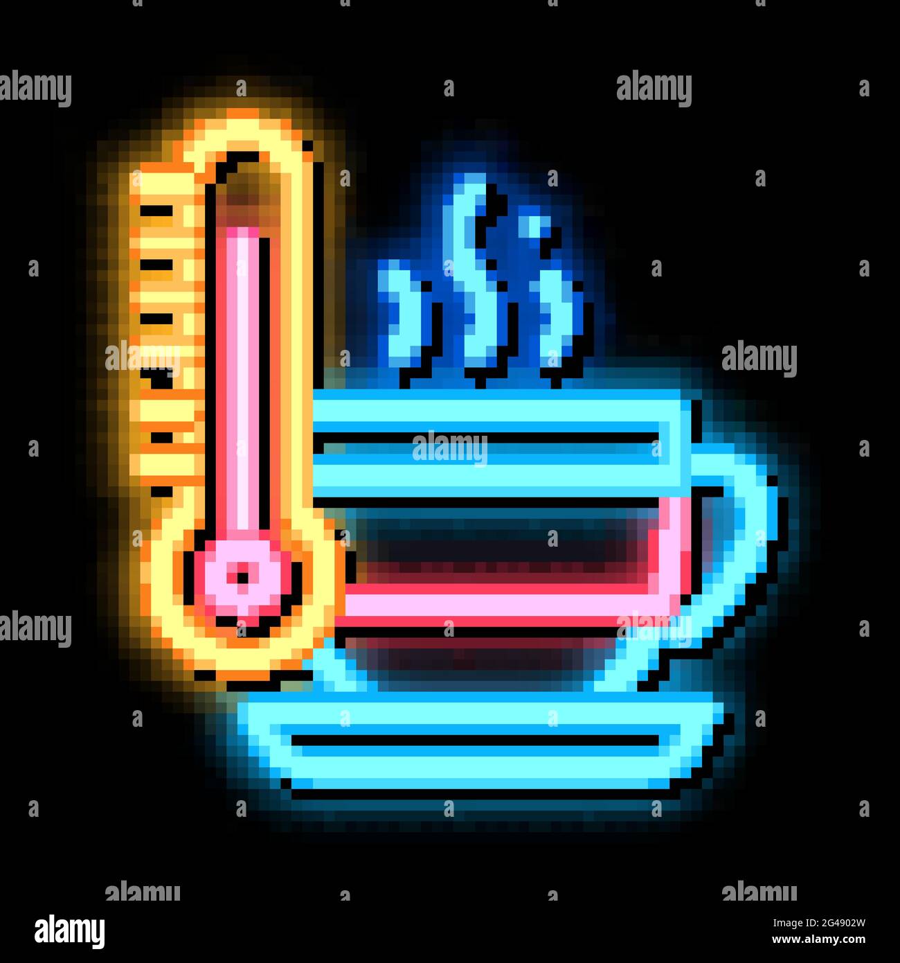 tea cup temperature neon glow icon illustration Stock Vector Image ...