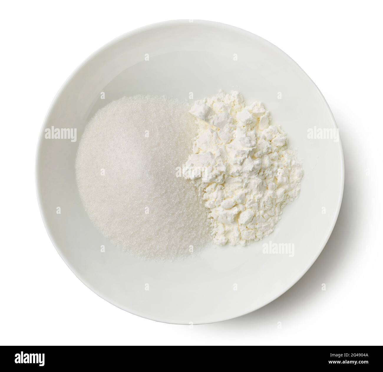 bowl of sugar and corn starch for making custard cream isolated on ...