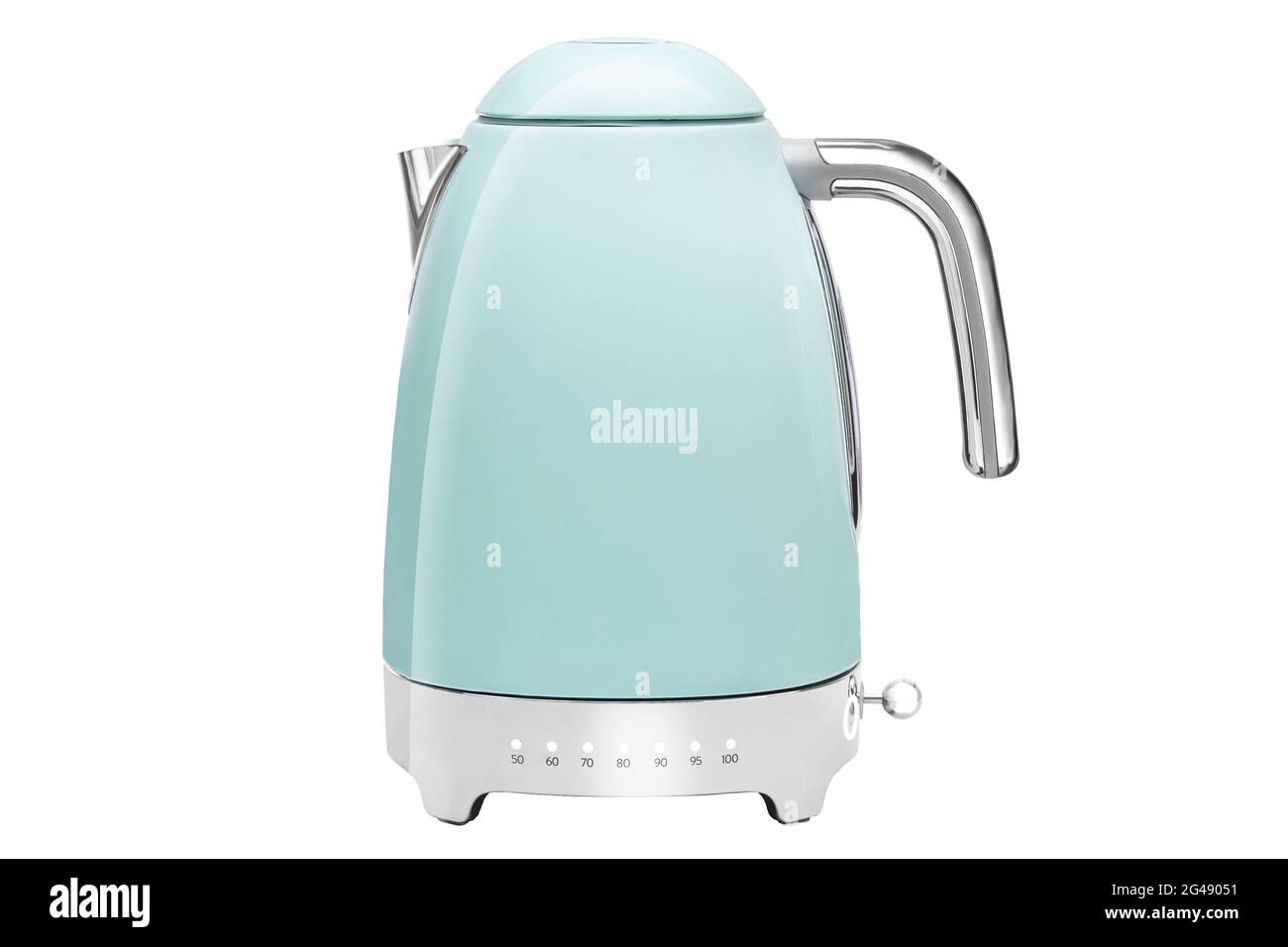 modern plastic mint blue electric kettle isolated on white background ...