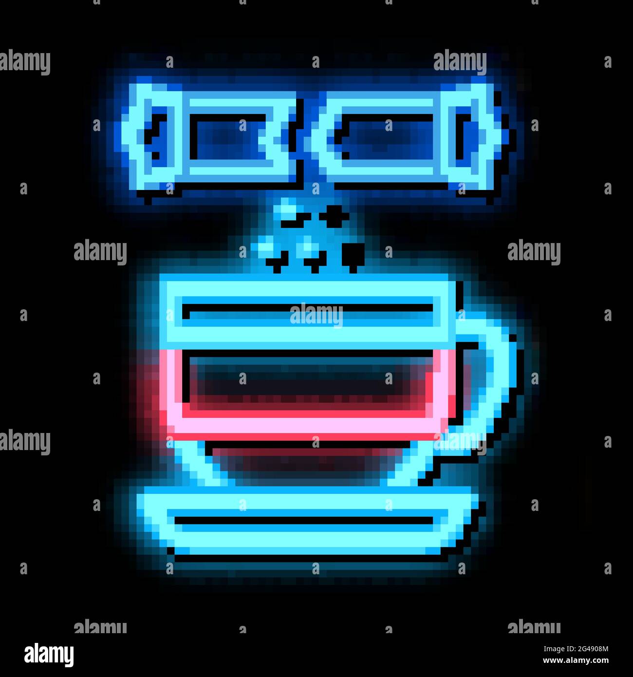 sprinkle sugar in cup of tea neon glow icon illustration Stock Vector ...