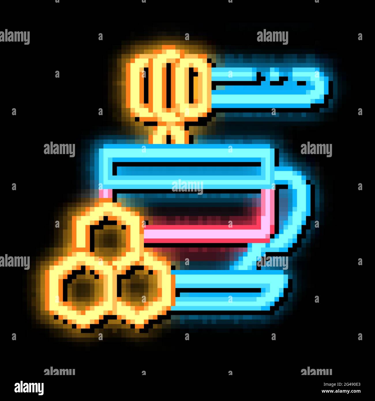 add honey to cup of tea neon glow icon illustration Stock Vector Image ...