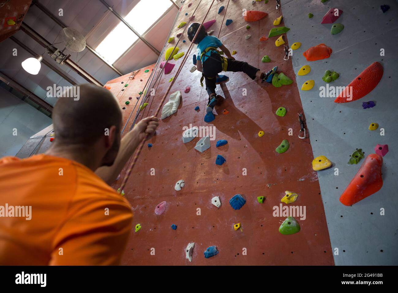 Helping indoor climbing rope hi-res stock photography and images - Alamy