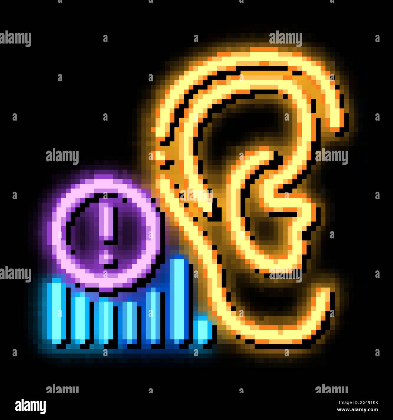 human hearing warning neon glow icon illustration Stock Vector Image ...