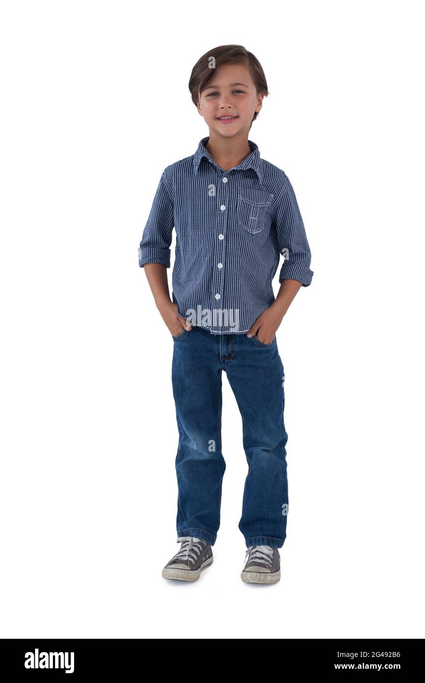 Cheerful boy posing in Cut Out Stock Images & Pictures - Alamy