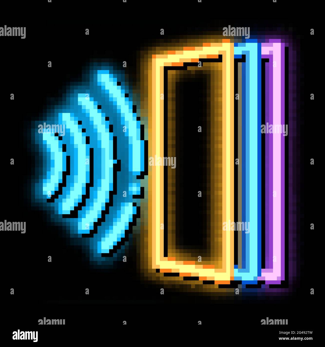 sound heading for door neon glow icon illustration Stock Vector Image ...