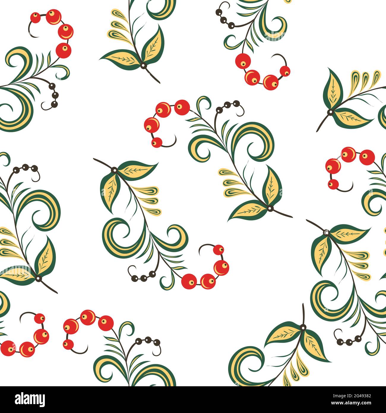 Vector illustration seamless pattern - garden flowers and plant leaves ...