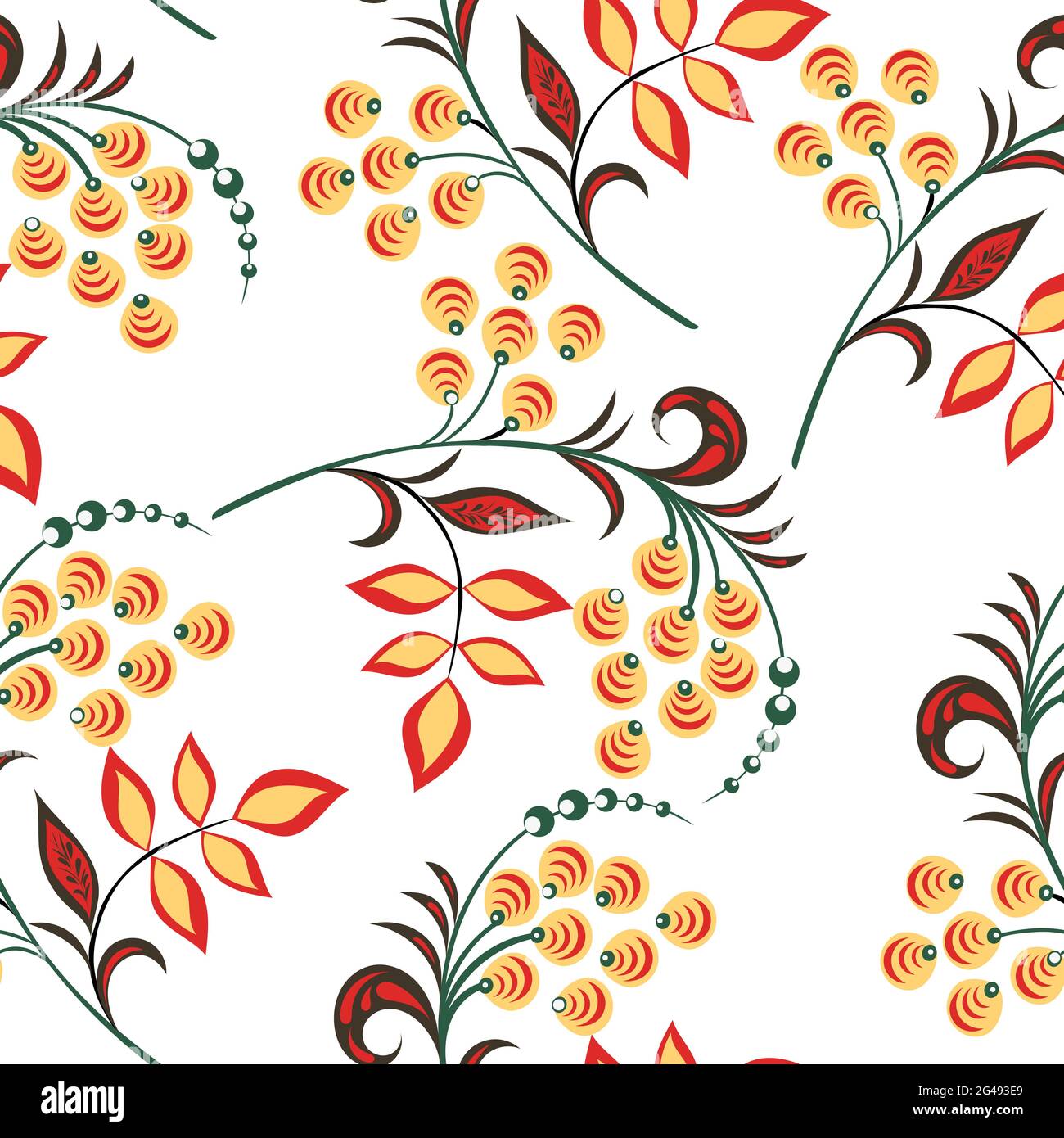 Vector illustration seamless pattern - garden flowers and plant leaves ...