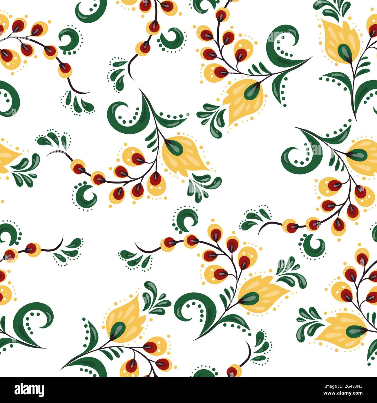 Vector illustration seamless pattern - garden flowers and plant leaves ...