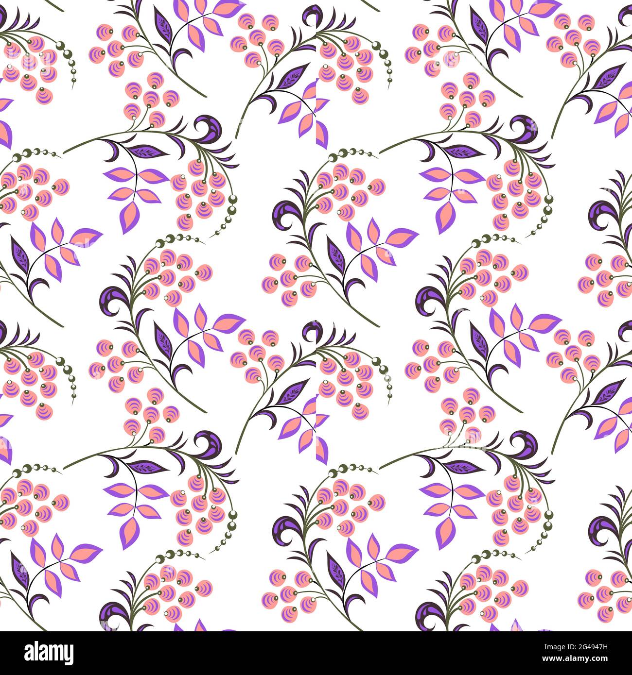 Vector illustration seamless pattern - garden flowers and plant leaves ...