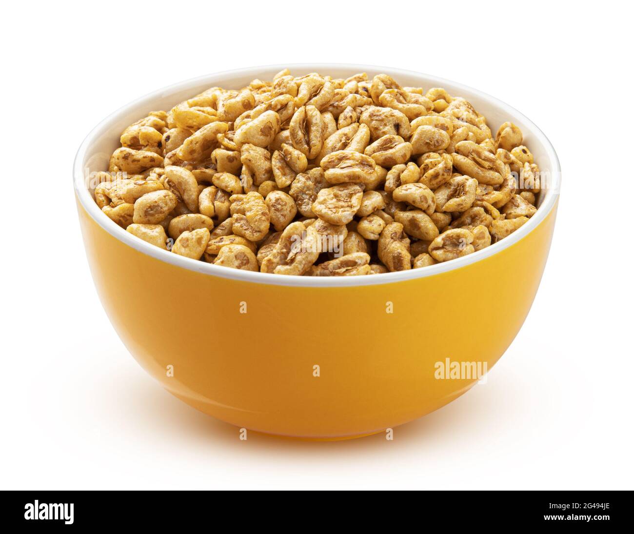 Puffed wheat cereal isolated on white background Stock Photo - Alamy
