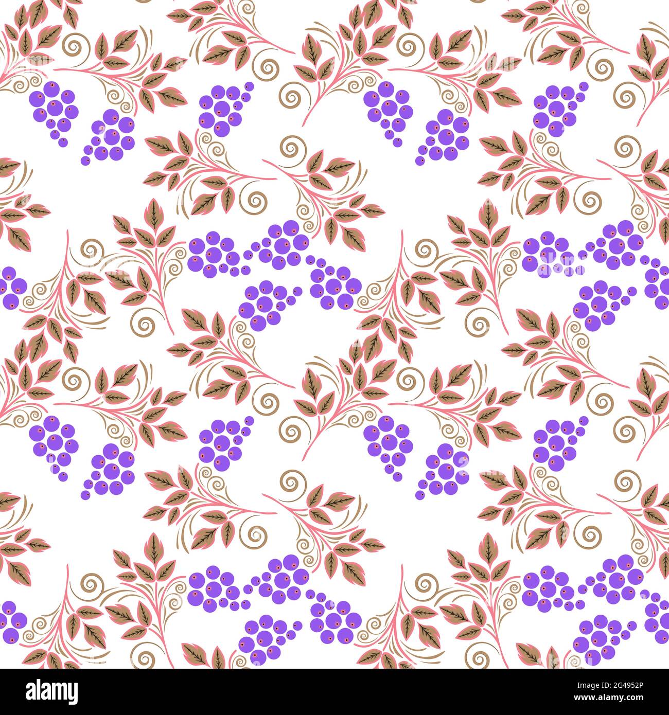 Vector illustration seamless pattern - garden flowers and plant leaves ...