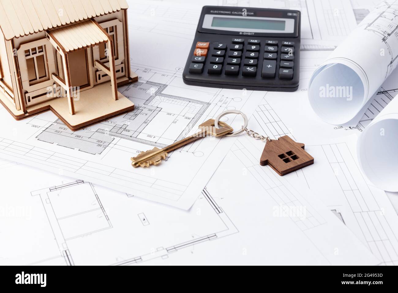 building a turnkey house, drawings of a private house Stock Photo - Alamy