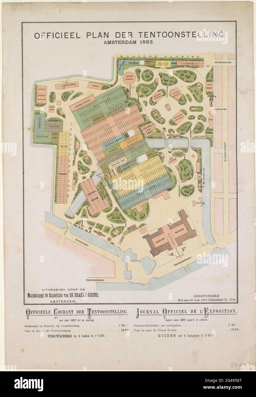 Official plan of the exhibition Amsterdam 1883. Map (small format) of ...