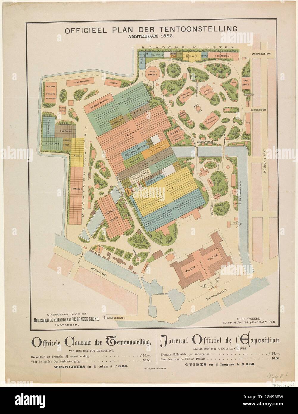 Official plan of the exhibition Amsterdam 1883. Map (large format) of ...