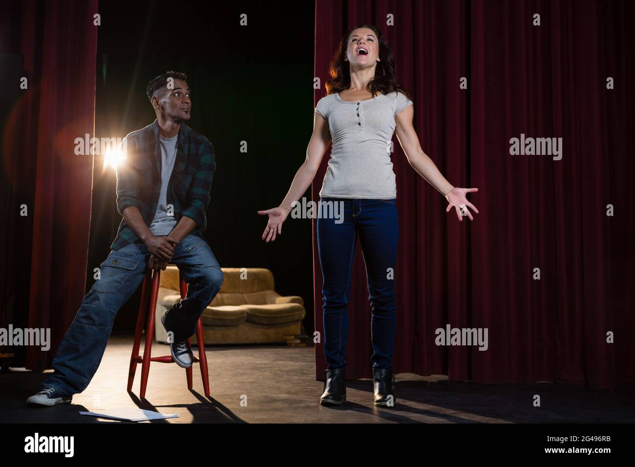 Artists rehearsing on stage Stock Photo - Alamy