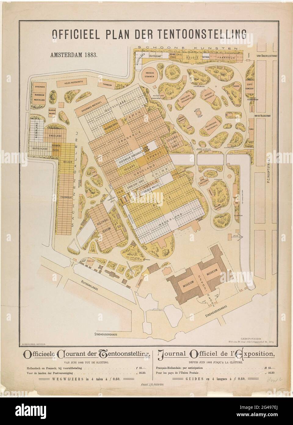 Official plan of the exhibition Amsterdam 1883. Map (large format) of ...