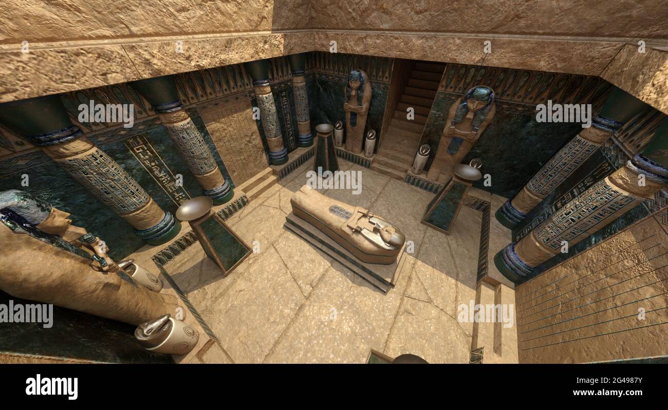 3D illustration pharaoh's tomb in the pyramid Stock Photo - Alamy