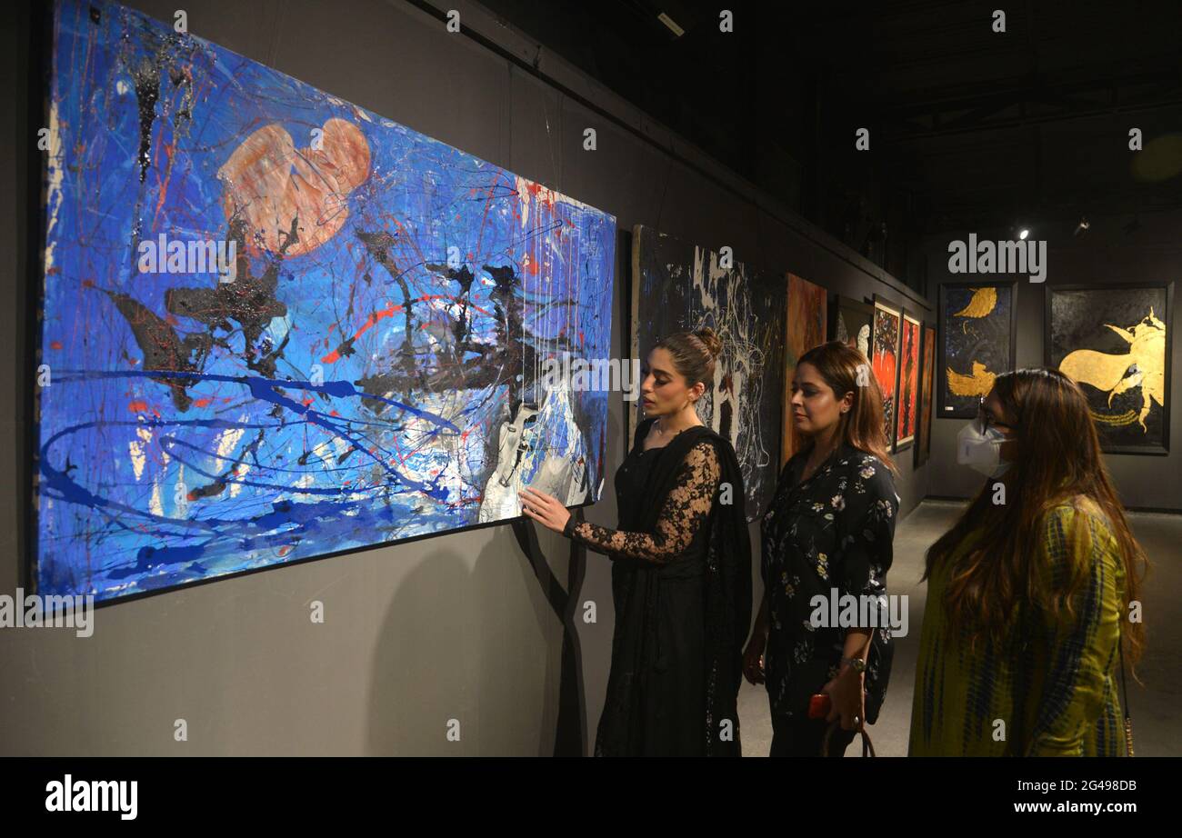 Lahore, Pakistan. 19th June, 2021. Pakistani visual artist Amna Butt ...