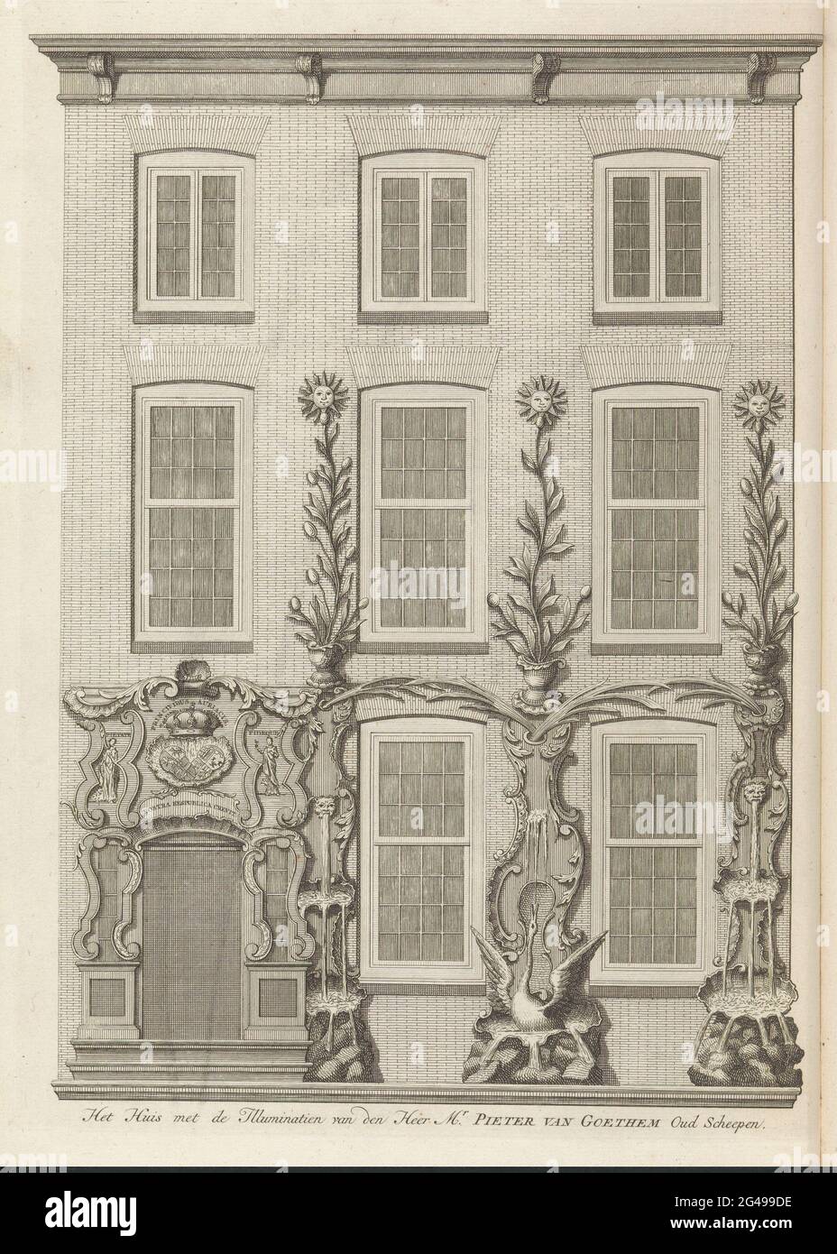 Illumination of the house of P. van Goethem, 1751; The house with Mr ...