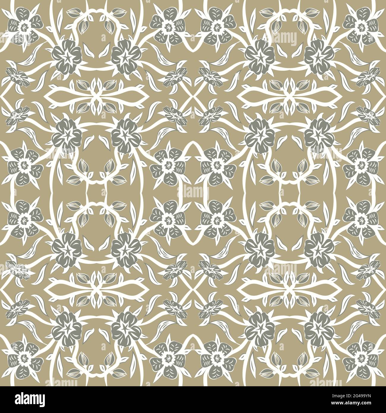 Vector vintage floral seamless pattern element. Grunge print style ...