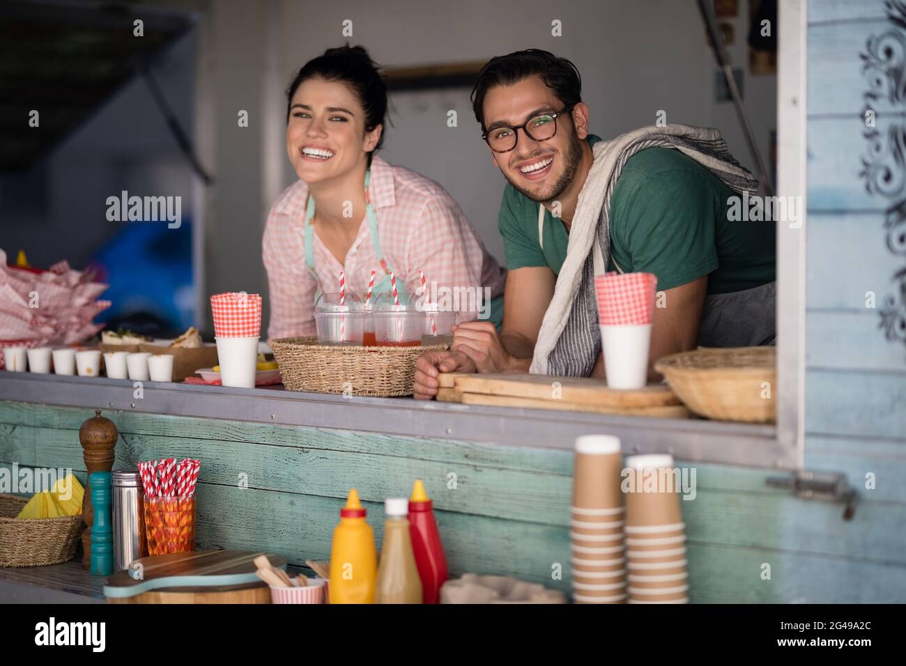 Portrait waitress leaning counter hi-res stock photography and images ...