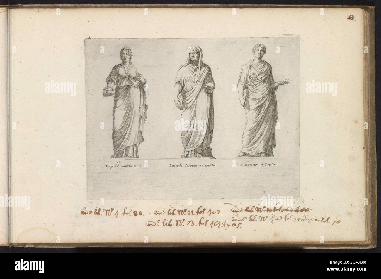 Sculptures of tragedy, a Roman priest and a muse; Sculptures from ...