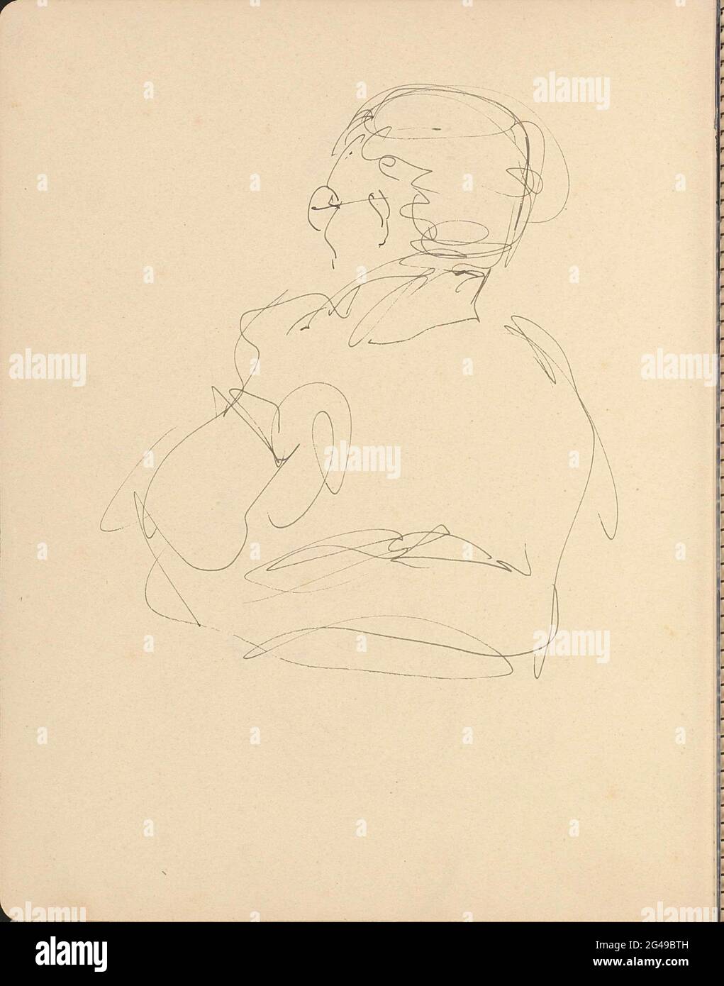 Woman with glasses. Leaf 6 Verso from a sketchbook with 9 sheets Stock ...