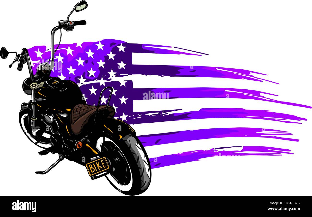 chopper motorcycle with american flag vector illustration Stock Vector ...