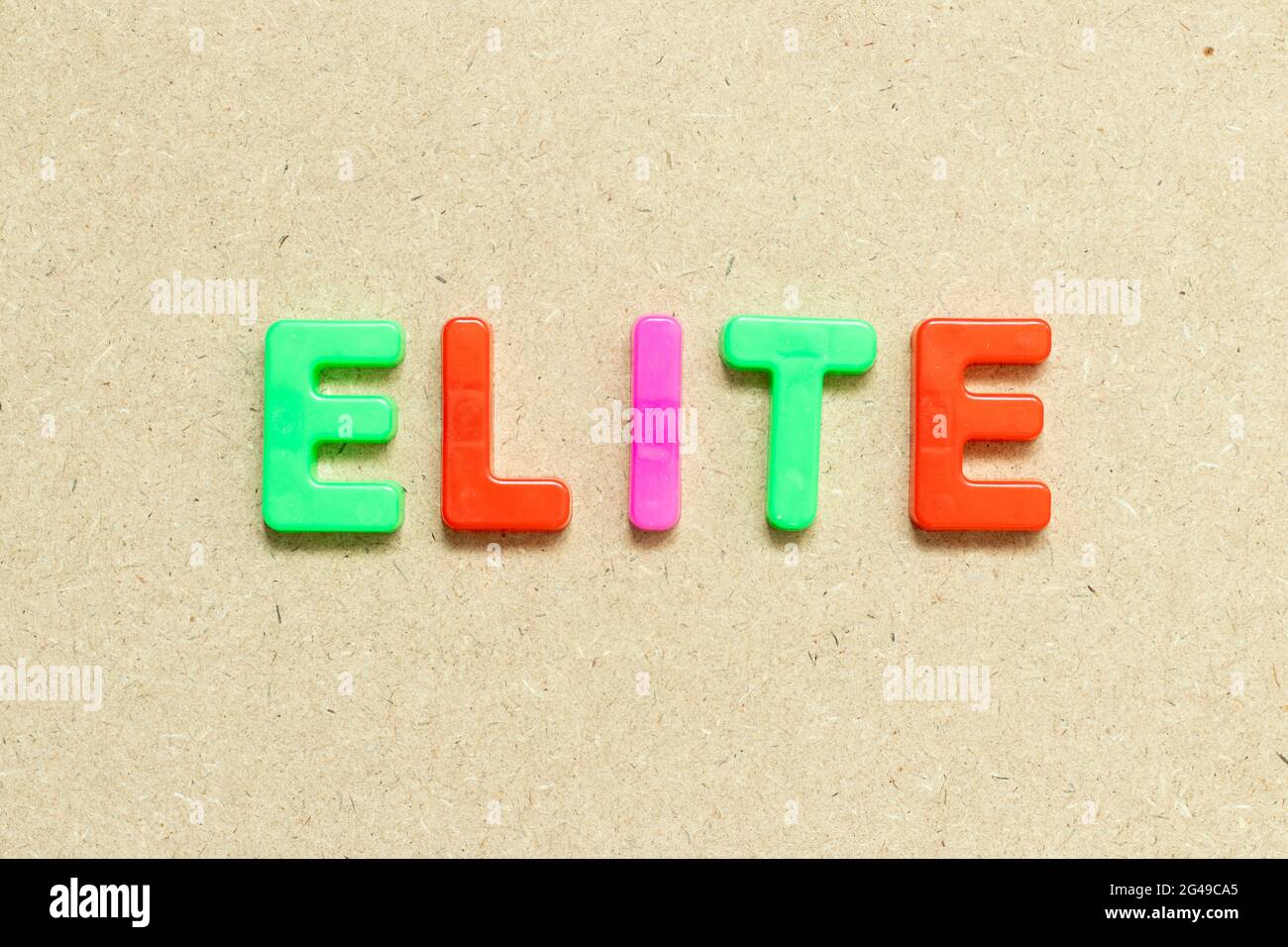 Color alphabet letter with word elite on wood background Stock Photo ...