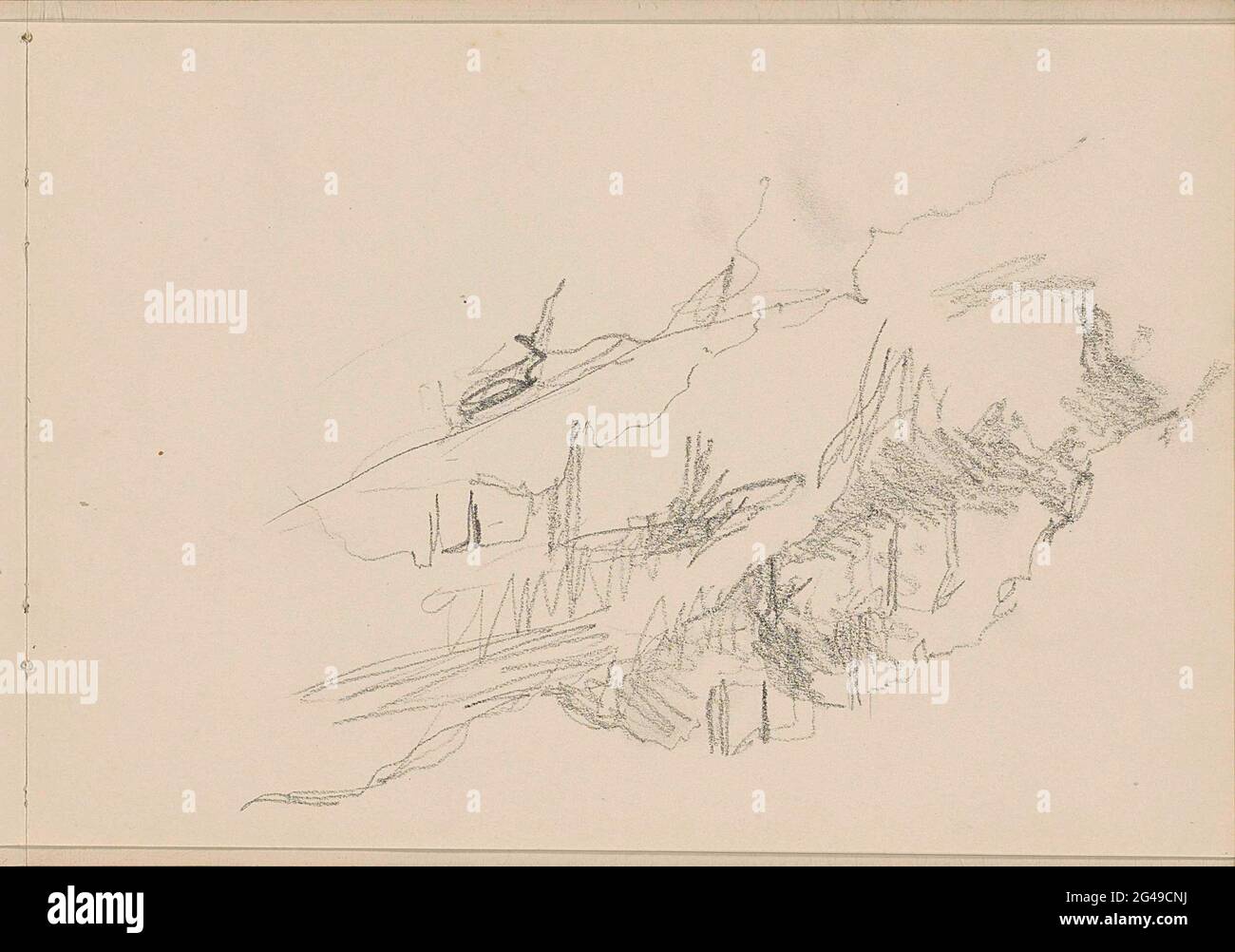 Trees against a mountain. Leaf 6 Recto from a sketchbook with 68 sheets ...