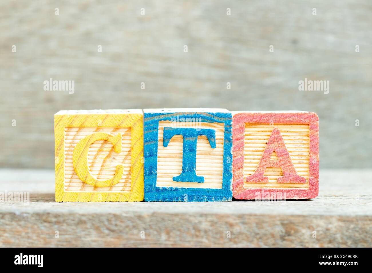 Color alphabet letter block in word CTA (Abbreviation of Call to action ...