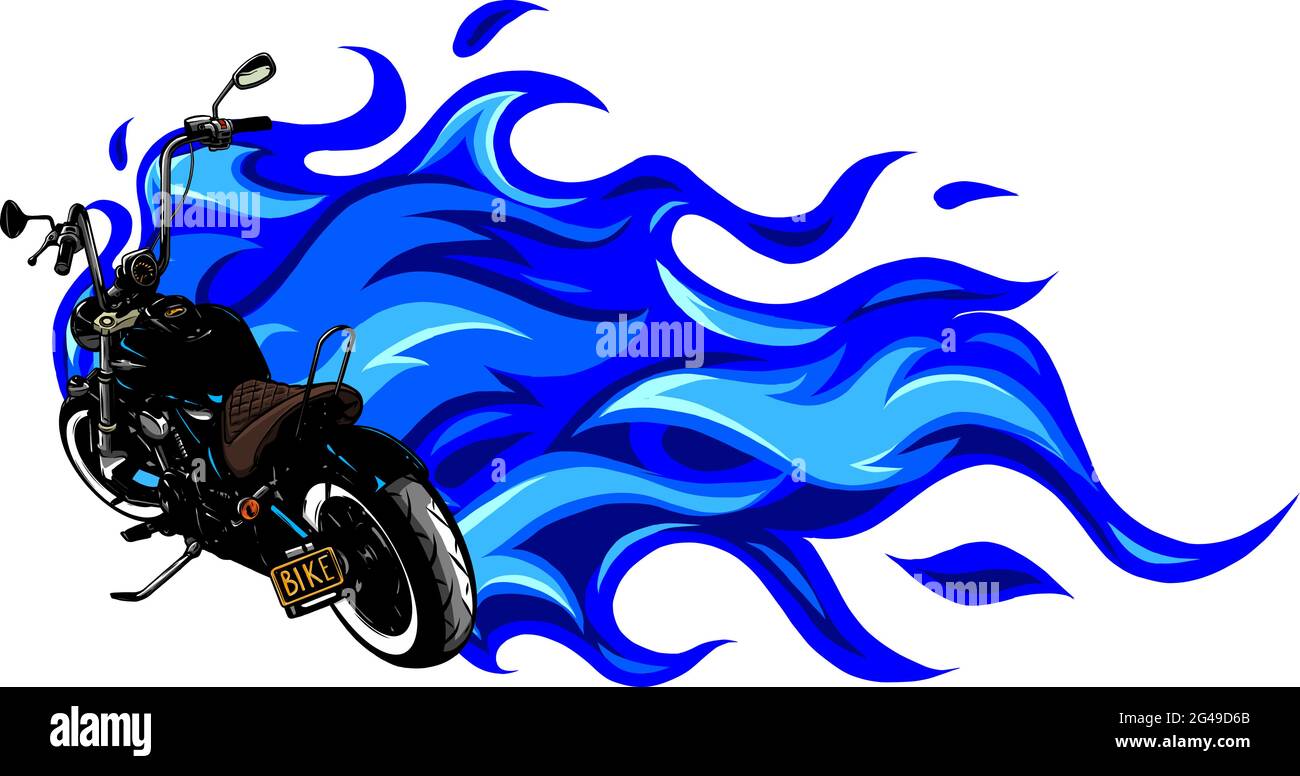custom motorcycle with flames vector illustration design Stock Vector ...