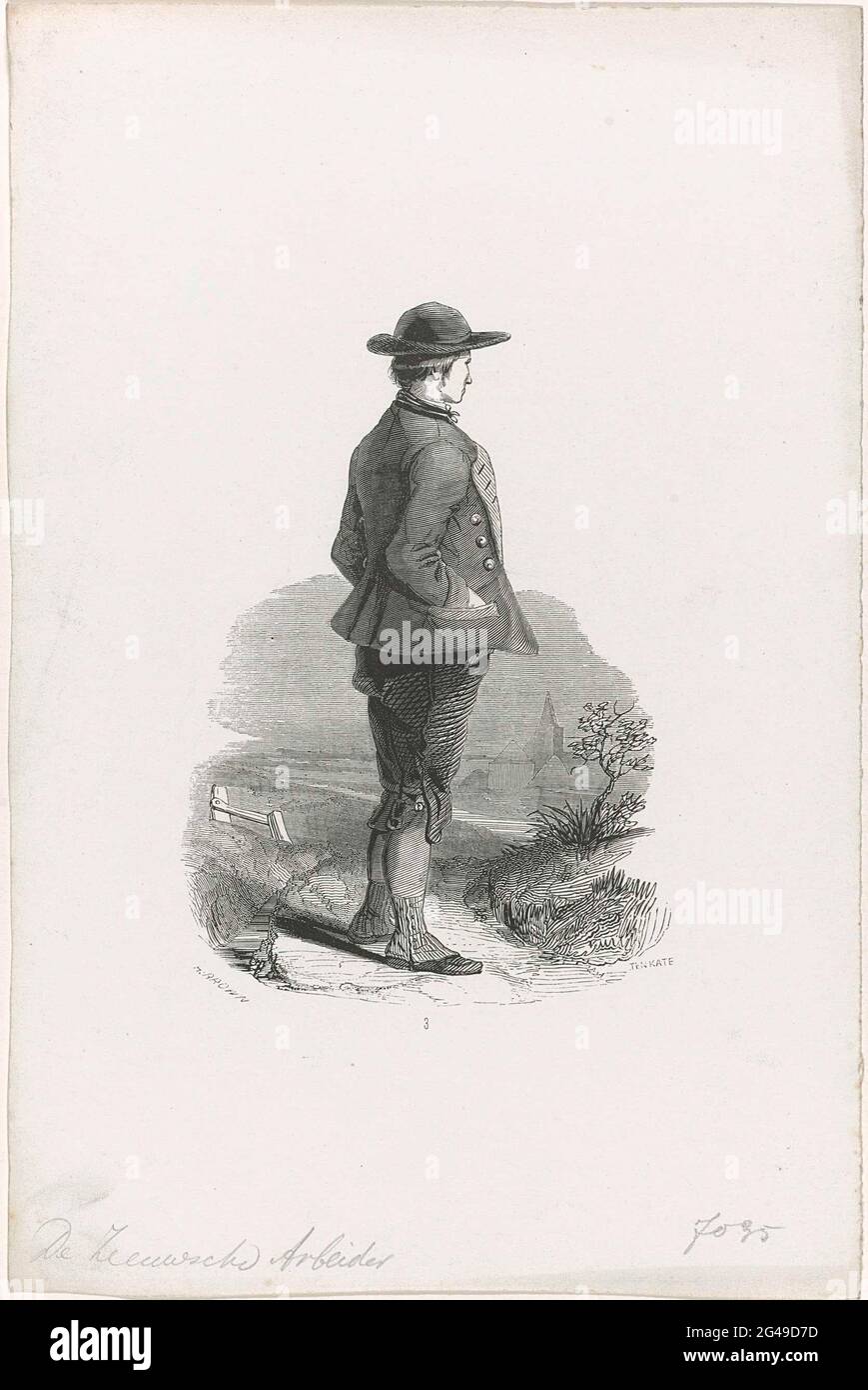 The Zeeland worker, 1840-1841. A standing young man, zeeuwse worker, in ...