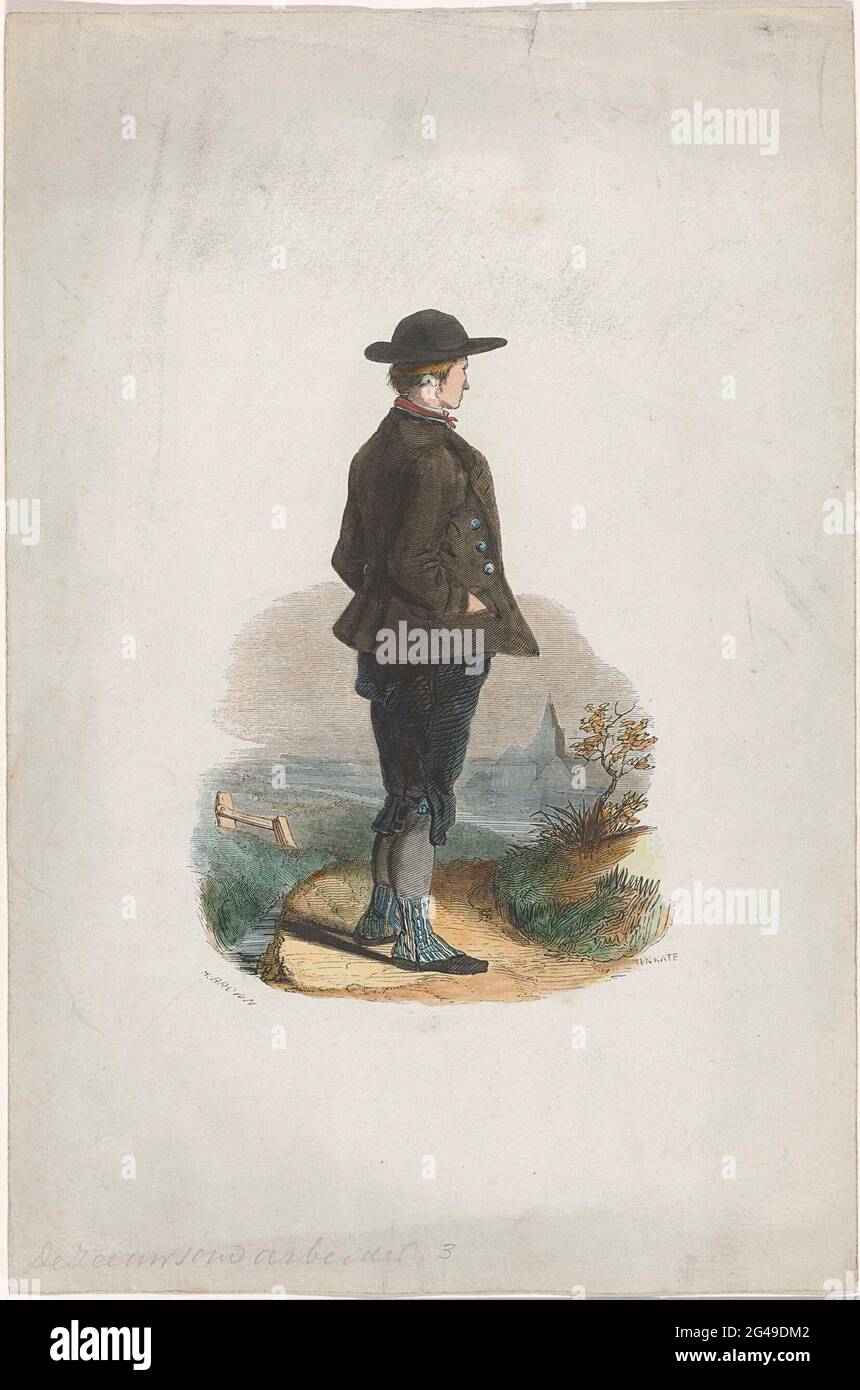 The Zeeland worker, 1840-1841. A standing young man, zeeuwse worker, in ...