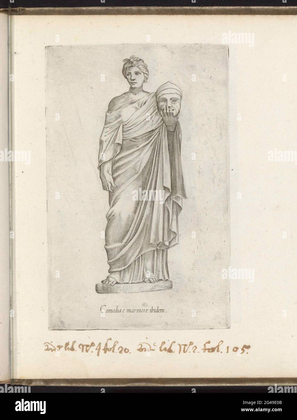 Sculpture of comedia; Sculptures from ancient times. Caption in Latin ...