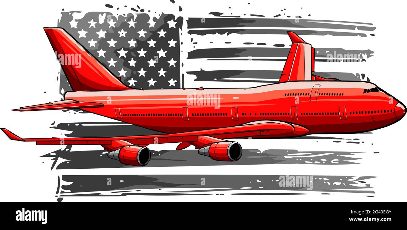 vector illustration of airplane with american flag Stock Vector Image ...